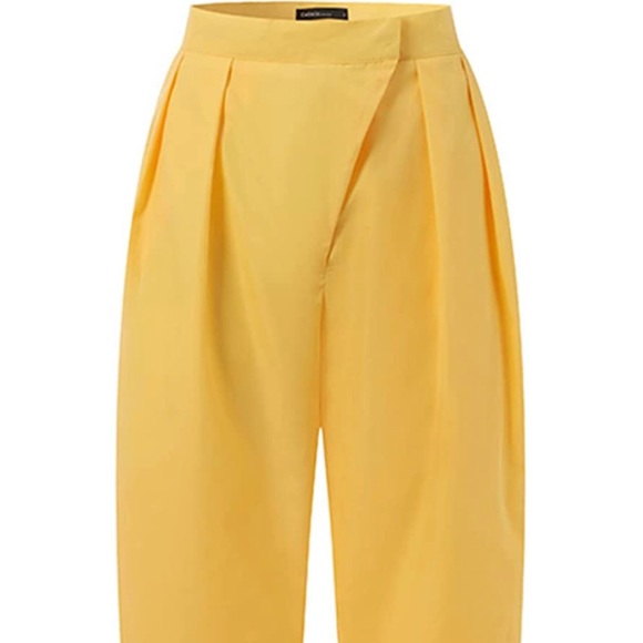 Pants & Jumpsuits | High Waist Casual Work Office Pleated Elastic Paper ...